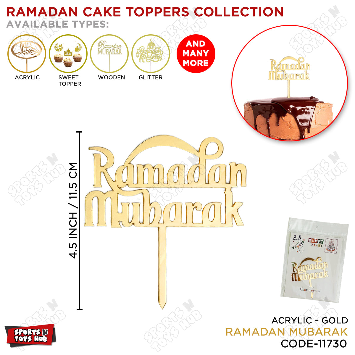 Ramadan Mubarak Acrylic Cake Topper – Sports n Toys Hub