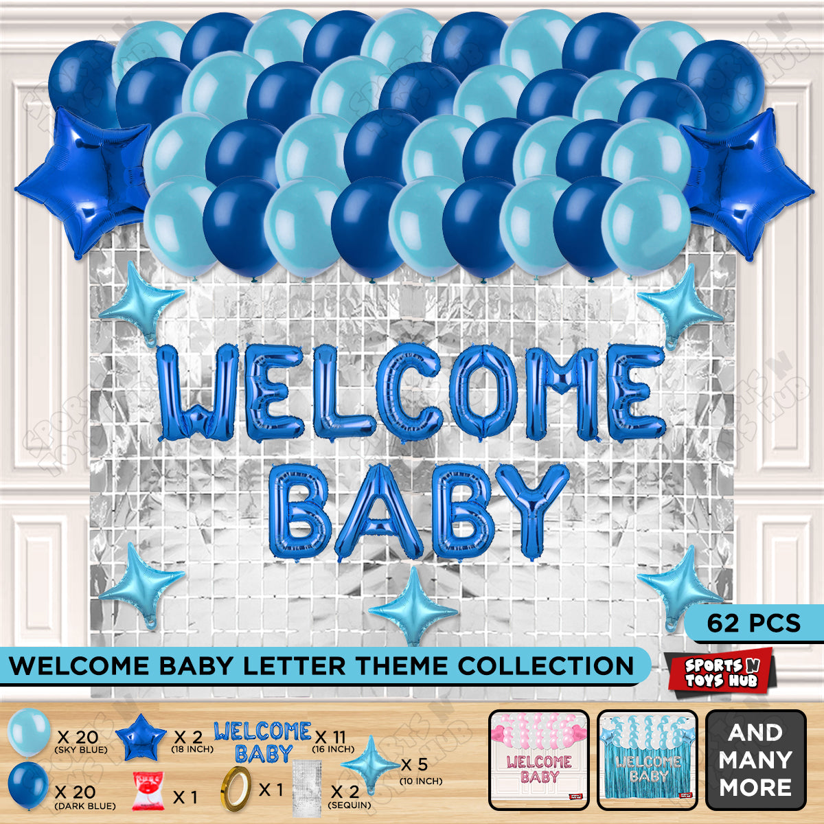 Welcome Baby Foil Letter Theme With Rectangle Curtain – Sports n Toys Hub